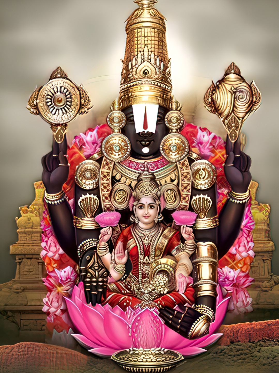 Buy Wallpics Gold Toned & Black Lord Balaji Printed Water Resistant ...