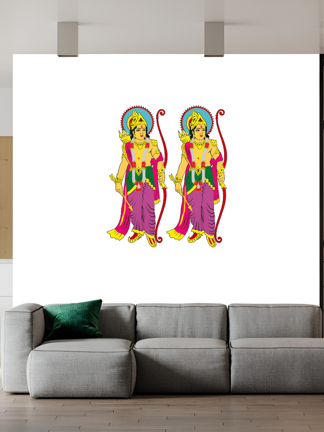 Buy Wallpics Yellow & Purple Lord Rama Printed Water Resistant Wall ...