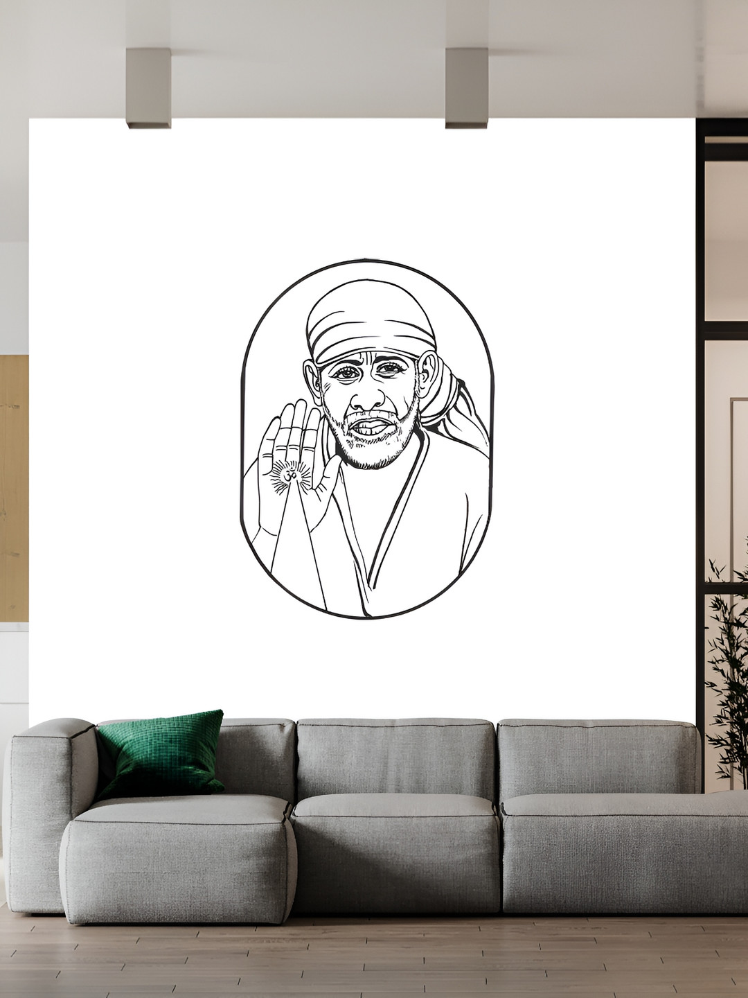 Buy Wallpics Black Lord Sai Baba Printed Waterproof Wall Sticker ...