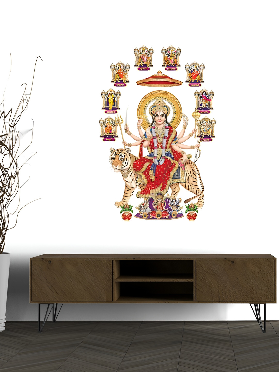 Buy Wallpics Red & Yellow Mata Ji Printed Waterproof Wall Sticker ...