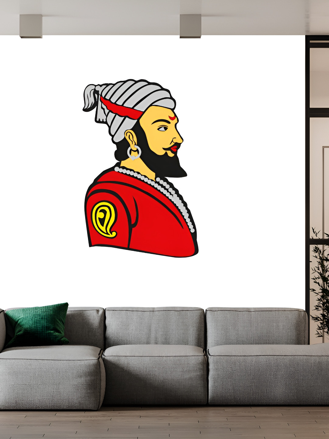 Buy Wallpics Red & Grey Chatrapathi Shivaji Printed Waterproof Wall ...