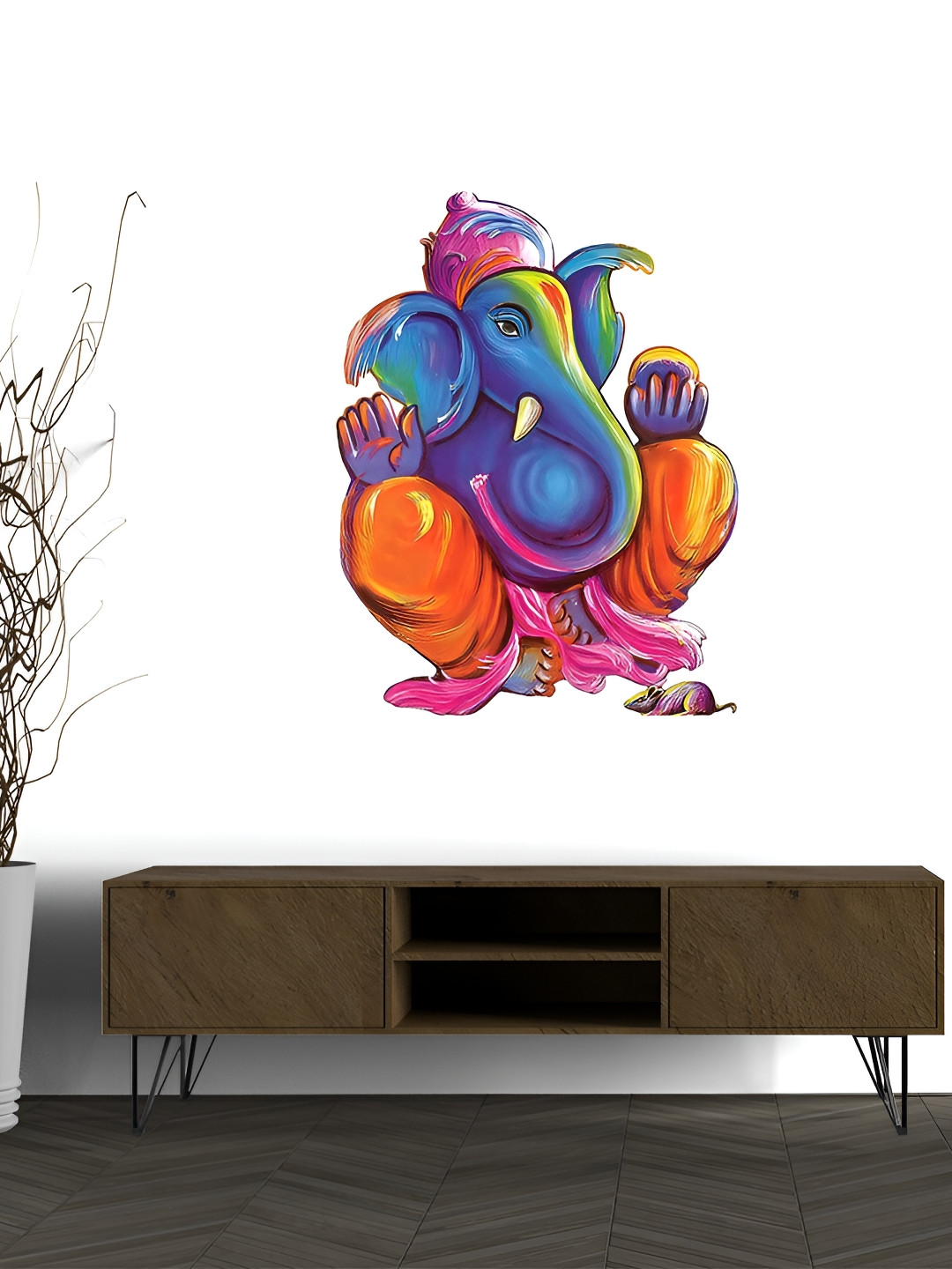 Buy Wallpics Blue & Orange Lord Ganesh Printed Water Resistant Wall ...