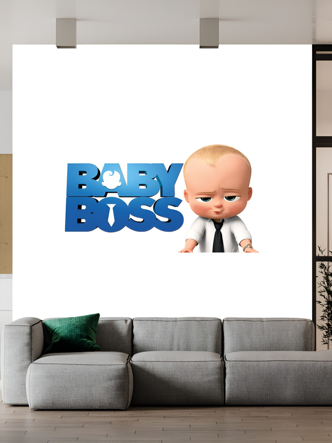 Buy Wallpics White & Blue Baby Boss Printed Waterproof Wall Sticker ...