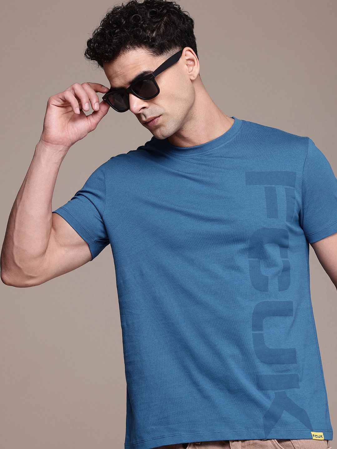 Buy FCUK Brand Logo Printed Pure Cotton T Shirt - Tshirts for Men ...