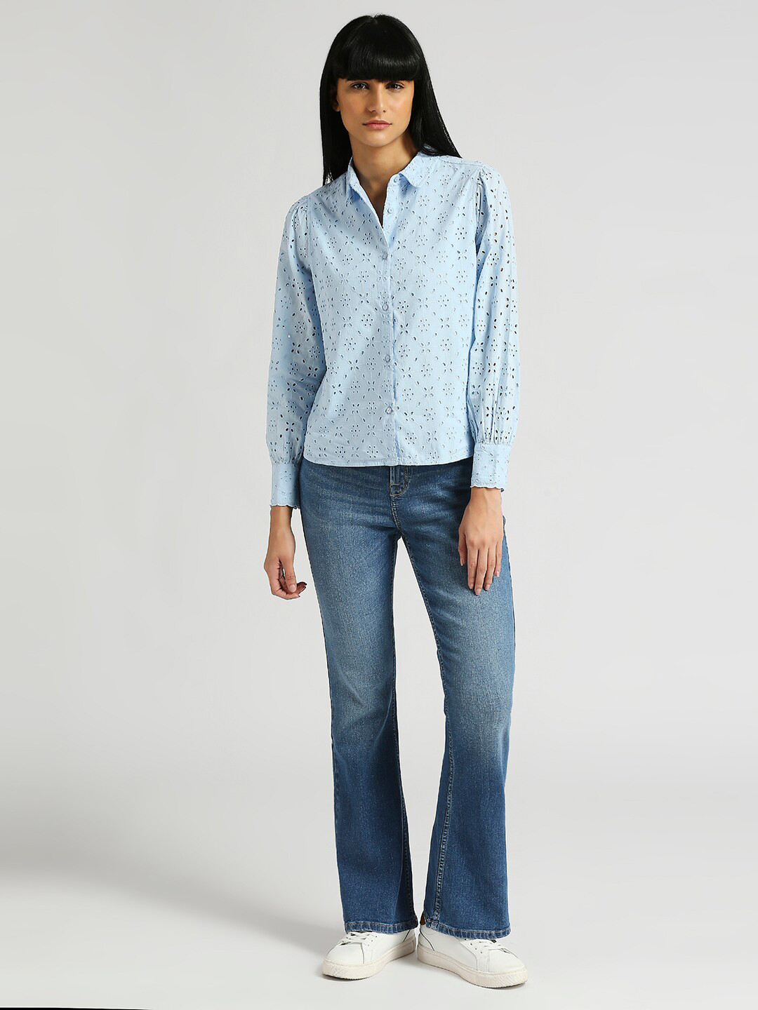 Buy Pepe Jeans Comfort Fit Geometric Self Design Schiffli Detail Pure ...