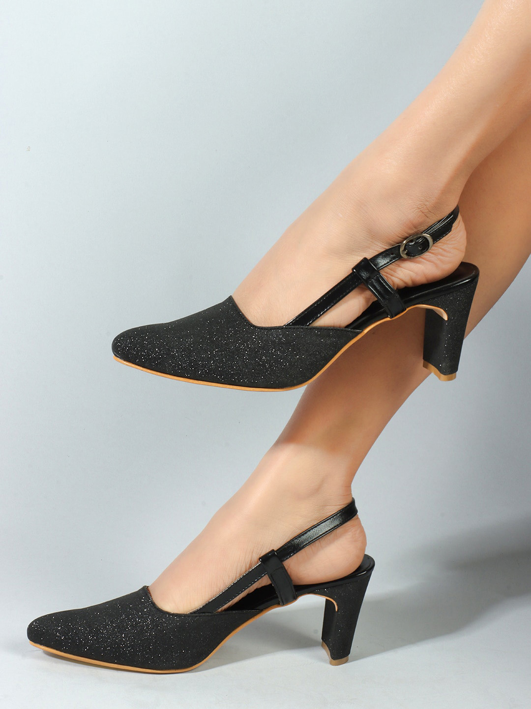 Buy ICONICS Embellished Pointed Toe Block Heeled Pumps - Heels for ...