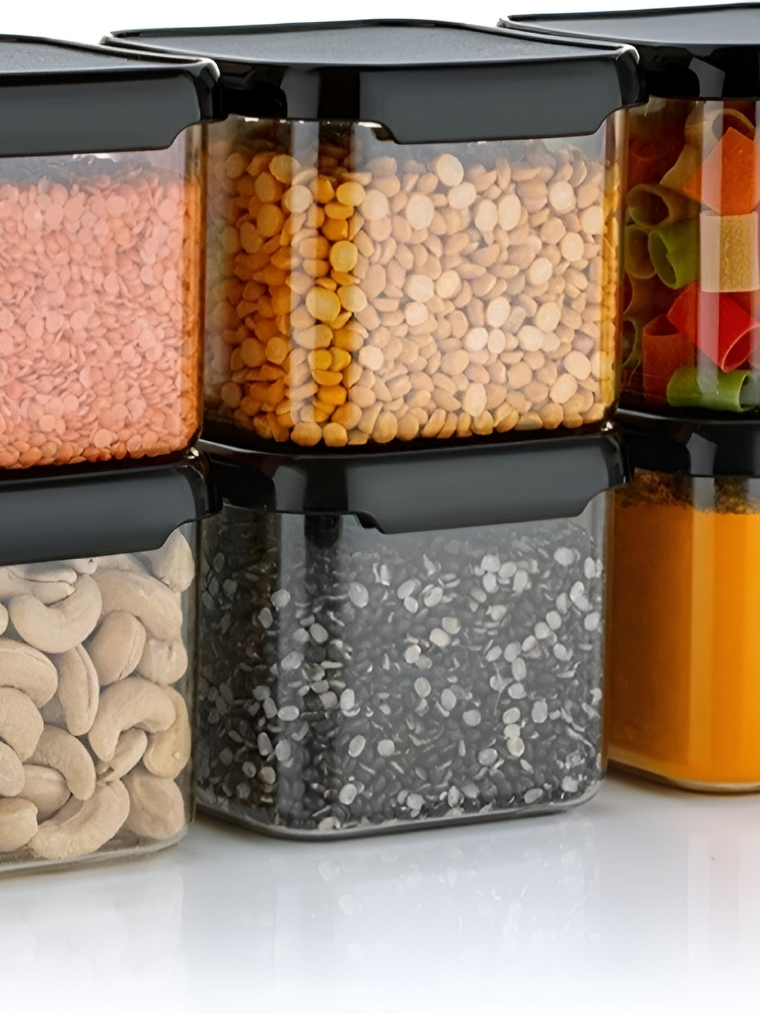 Buy STARKENDY Black & Transparent 12 Pcs Airtight & Unbreakable Storage ...