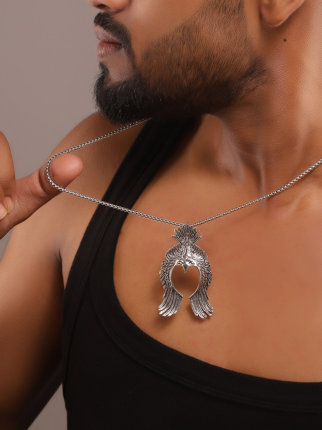 Buy Roadster Silver Plated Contemporary Pendants With Chains - Pendant ...