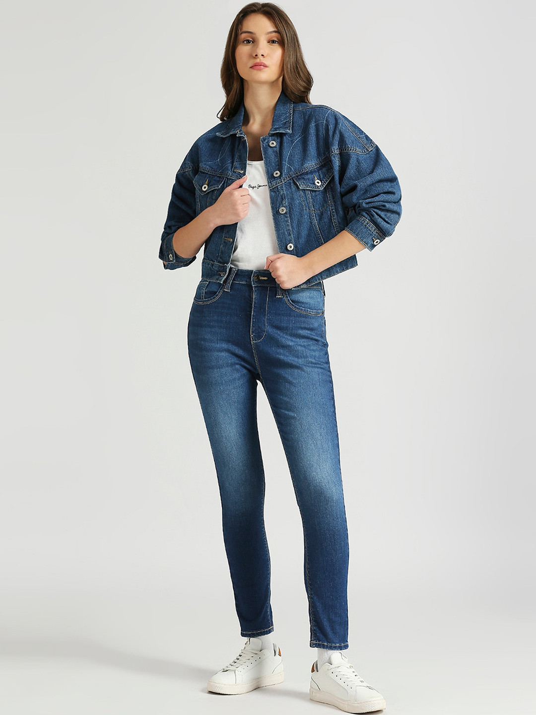 Buy Pepe Jeans Women Skinny Fit High Rise Light Fade Stretchable Jeans ...