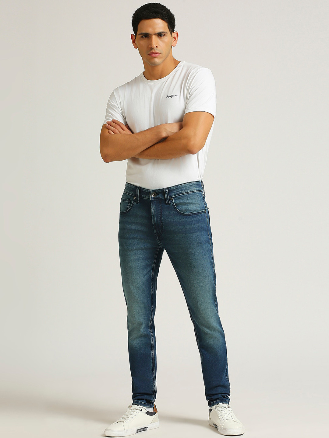 Buy Pepe Jeans Men Skinny Fit Mid Rise Heavy Fade Dark Shade Clean Look ...