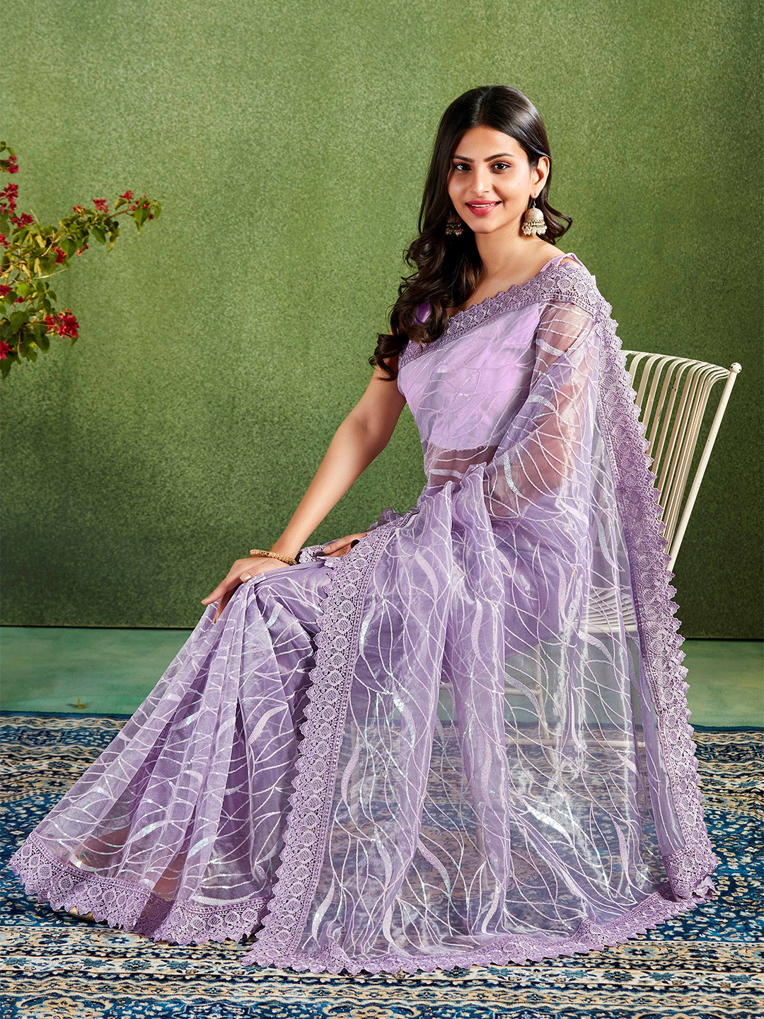 Buy MAHALASA Sequinned Net Saree - Sarees for Women 28496154 | Myntra