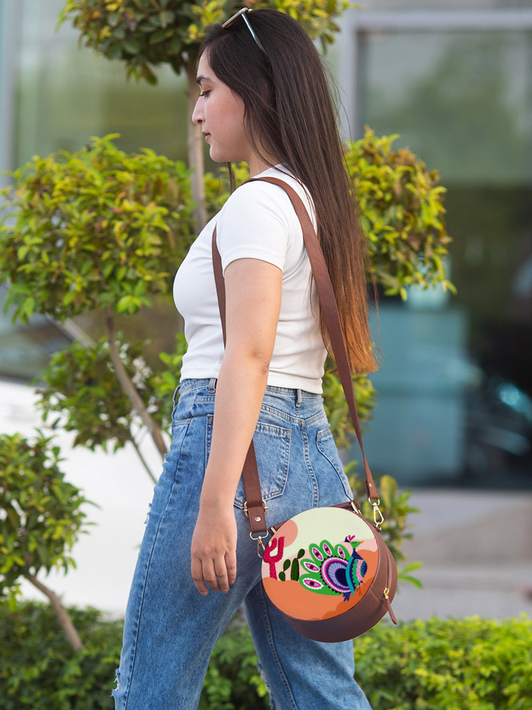 Buy Kalankit Printed Vegan Leather Structured Crossbody Sling Bag ...