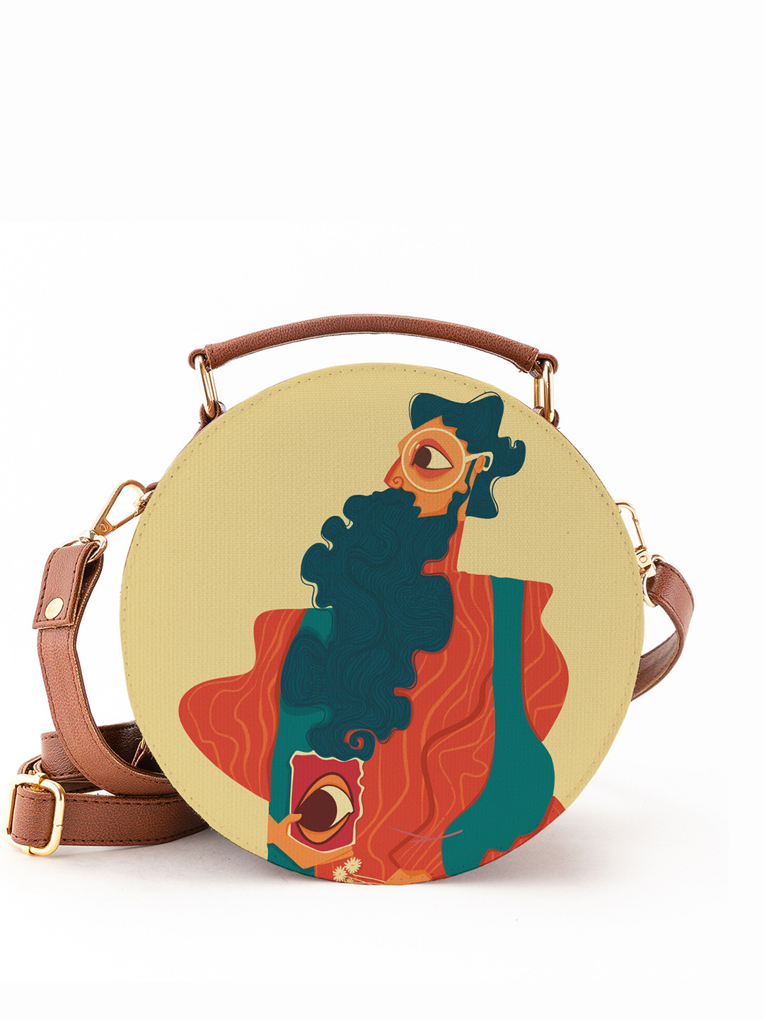 Buy Kalankit Abstract Printed Structured Vegan Leather Sling Bag ...