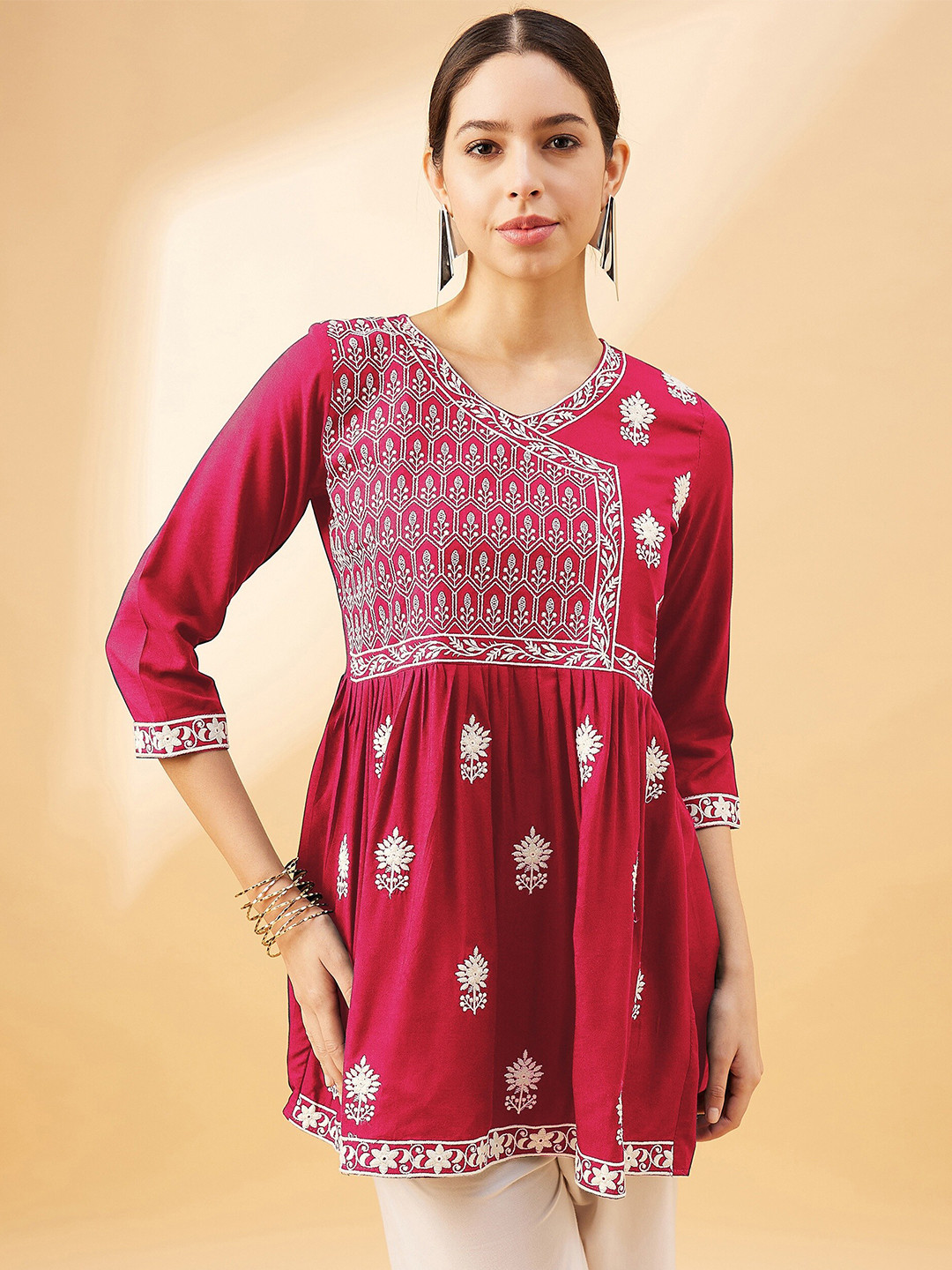 Buy Routes By All About You Floral Embroidered Empire Longline Top ...