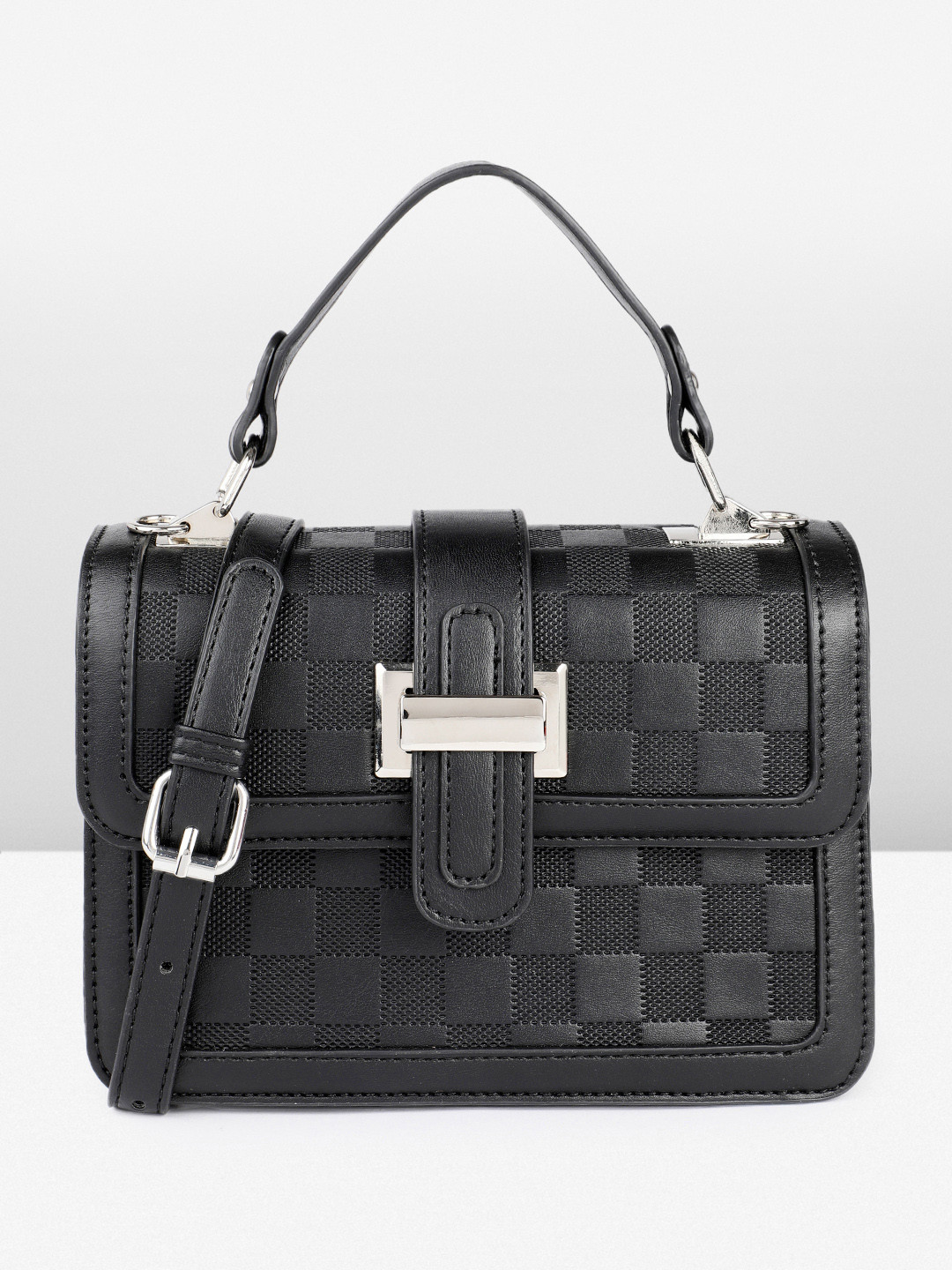 Buy French Connection Checked Structured Satchel - Handbags for Women ...