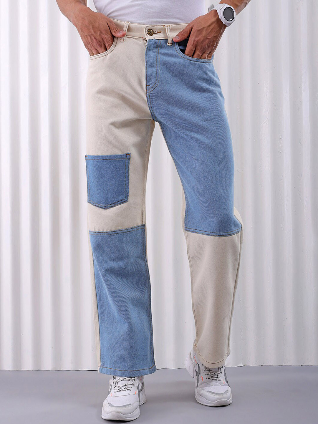 Buy The Indian Garage Co Men Relaxed Fit Colourblocked Clean Look Jeans ...