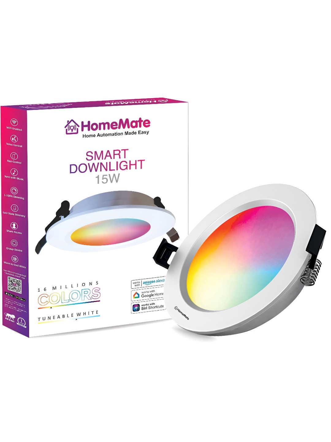 Buy HomeMate WiFi Smart LED Downlight 15 Watt - Smart Light for Unisex ...