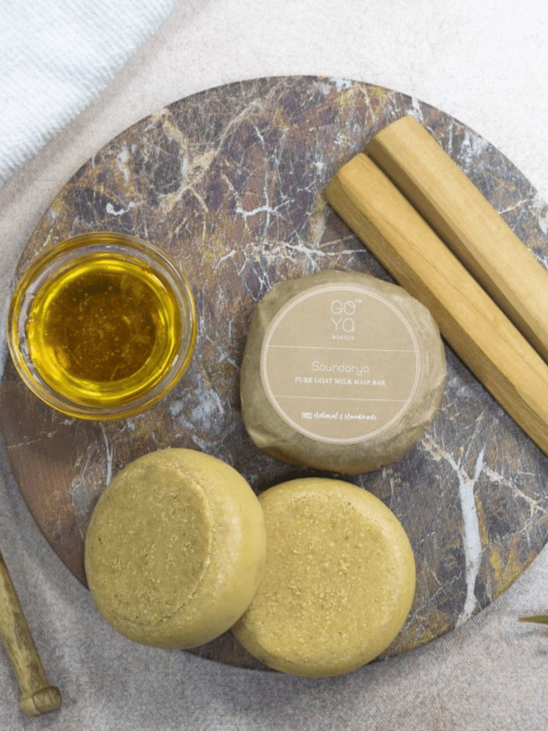 Buy GOYA BASICS Saundarya Goat Milk Soap With Sandalwood 90g - Soap for ...