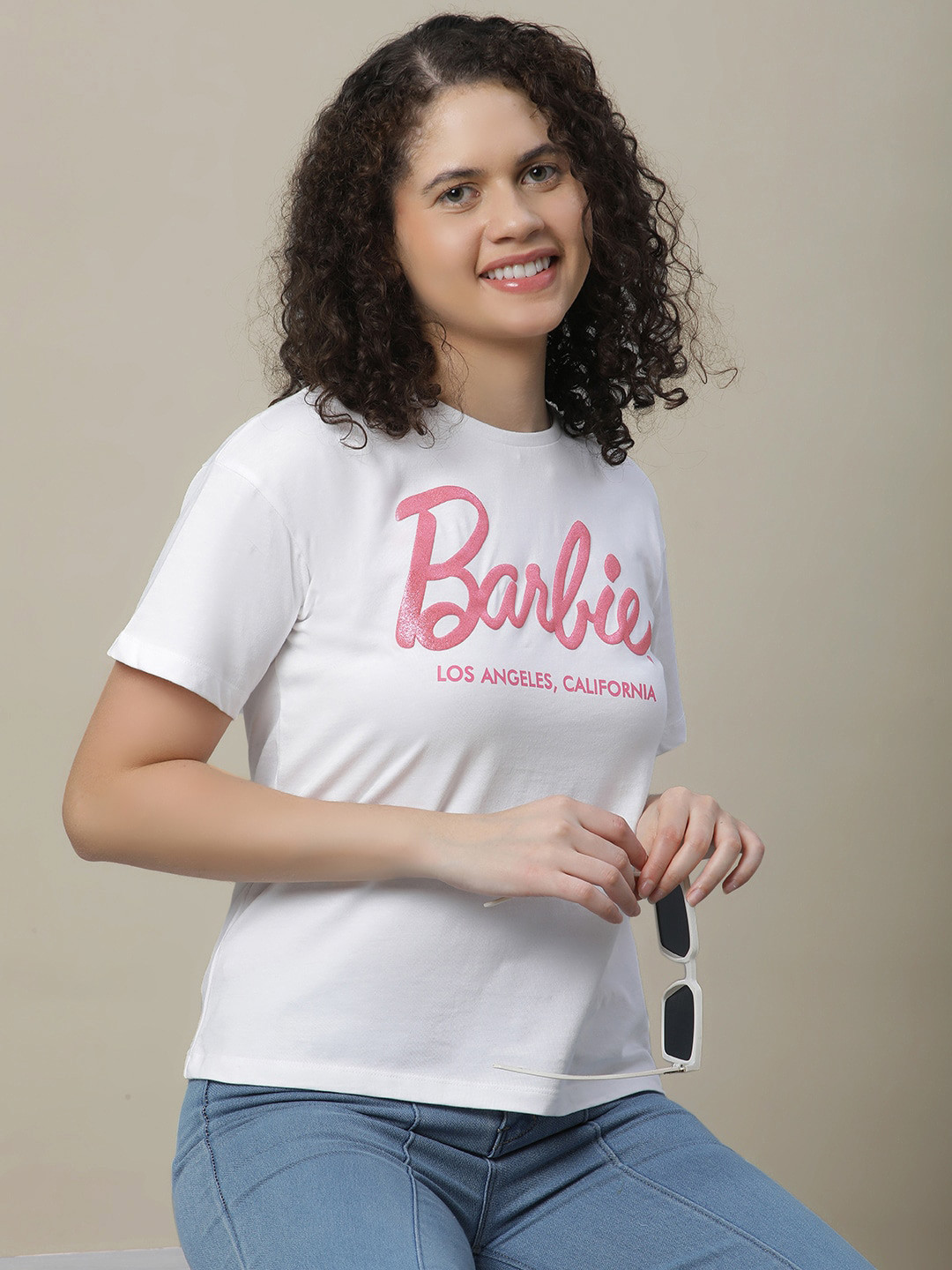 Buy Kids Ville Girls Barbie Printed Pure Cotton Relaxed Fit Tshirt ...