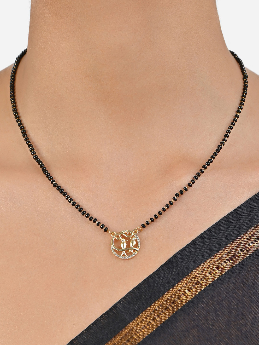 Buy Fida Gold Plated Stones Studded And Beaded Mangalsutra ...