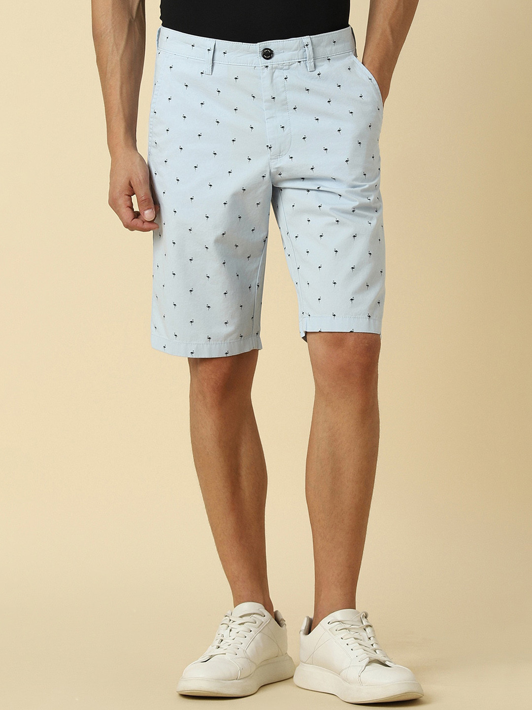 Buy Allen Solly Men Micro Or Ditsy Printed Slim Fit Pure Cotton Shorts ...
