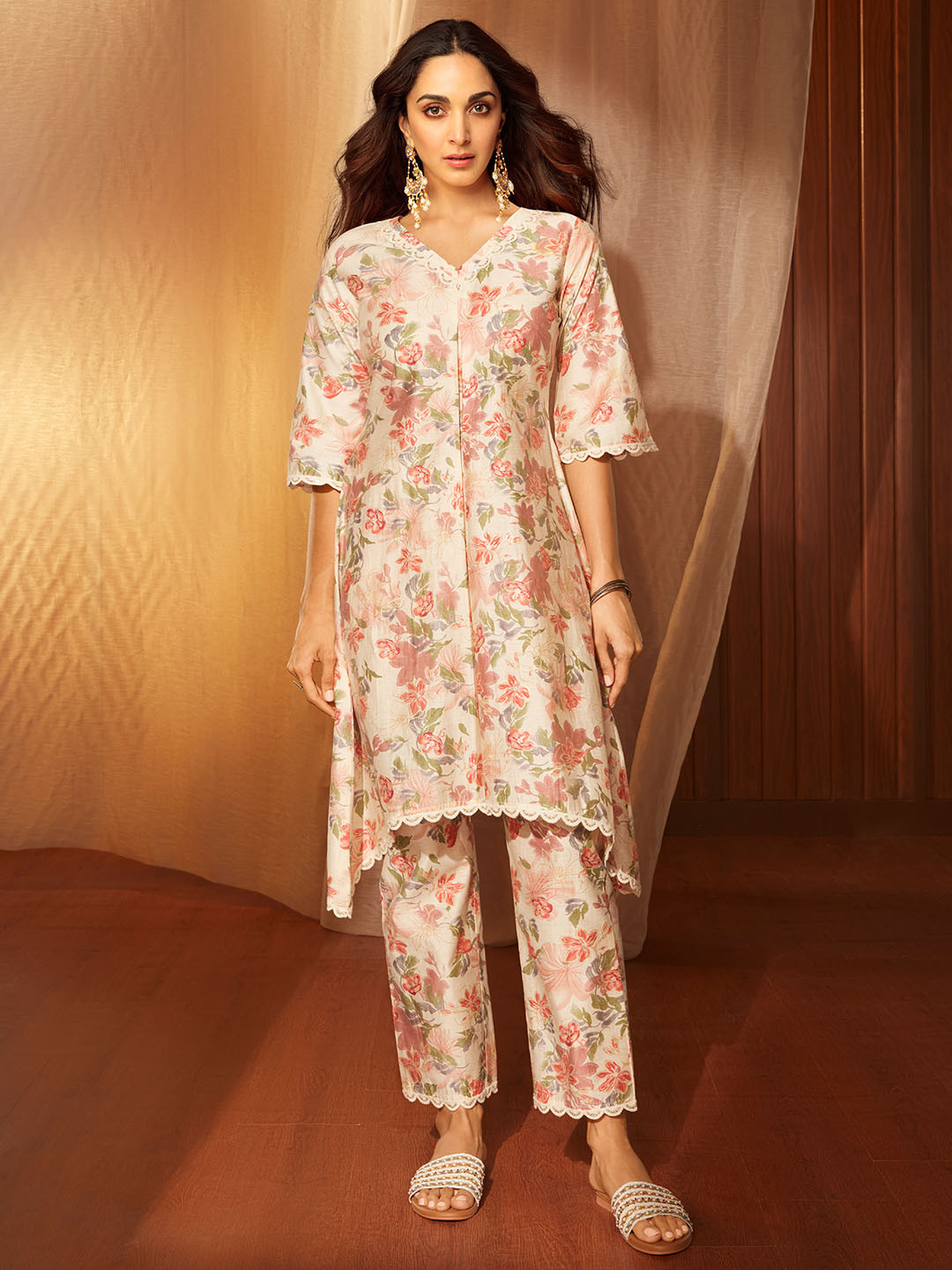 Buy Libas Floral Printed Kurta With Trouser - Kurta Sets for Women ...
