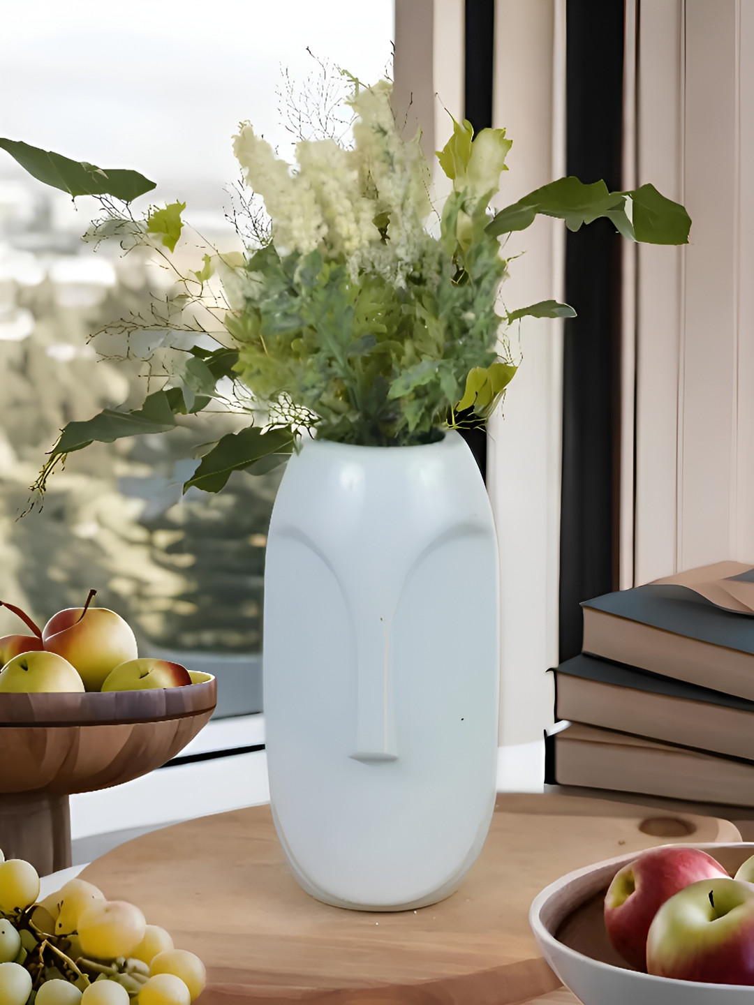 Buy Kaolinite Off White Face Shaped Ceramic Flower Vase - Vases for ...