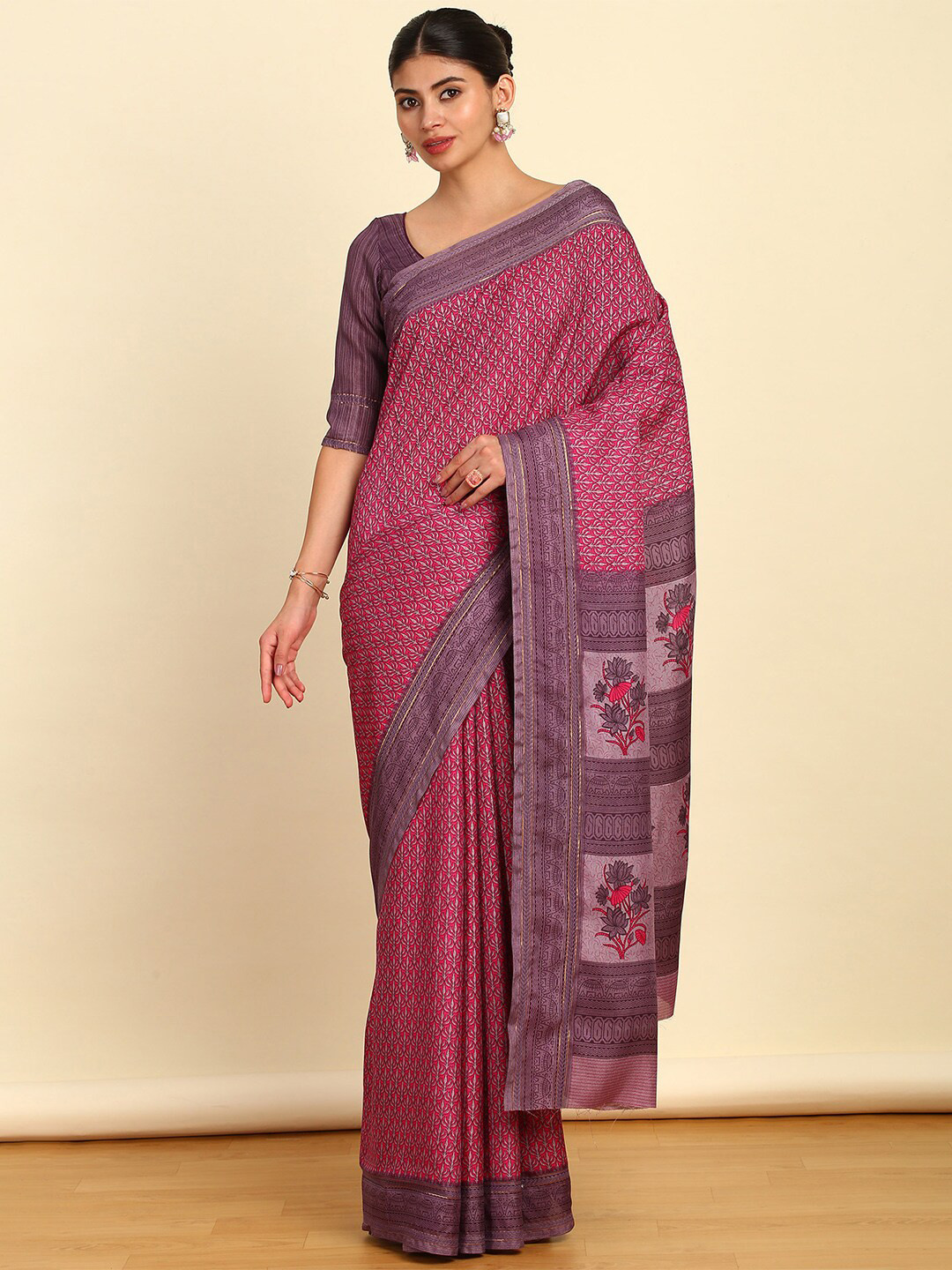 Buy Soch Magenta Ethnic Motif Printed Saree - Sarees for Women 28538592 ...