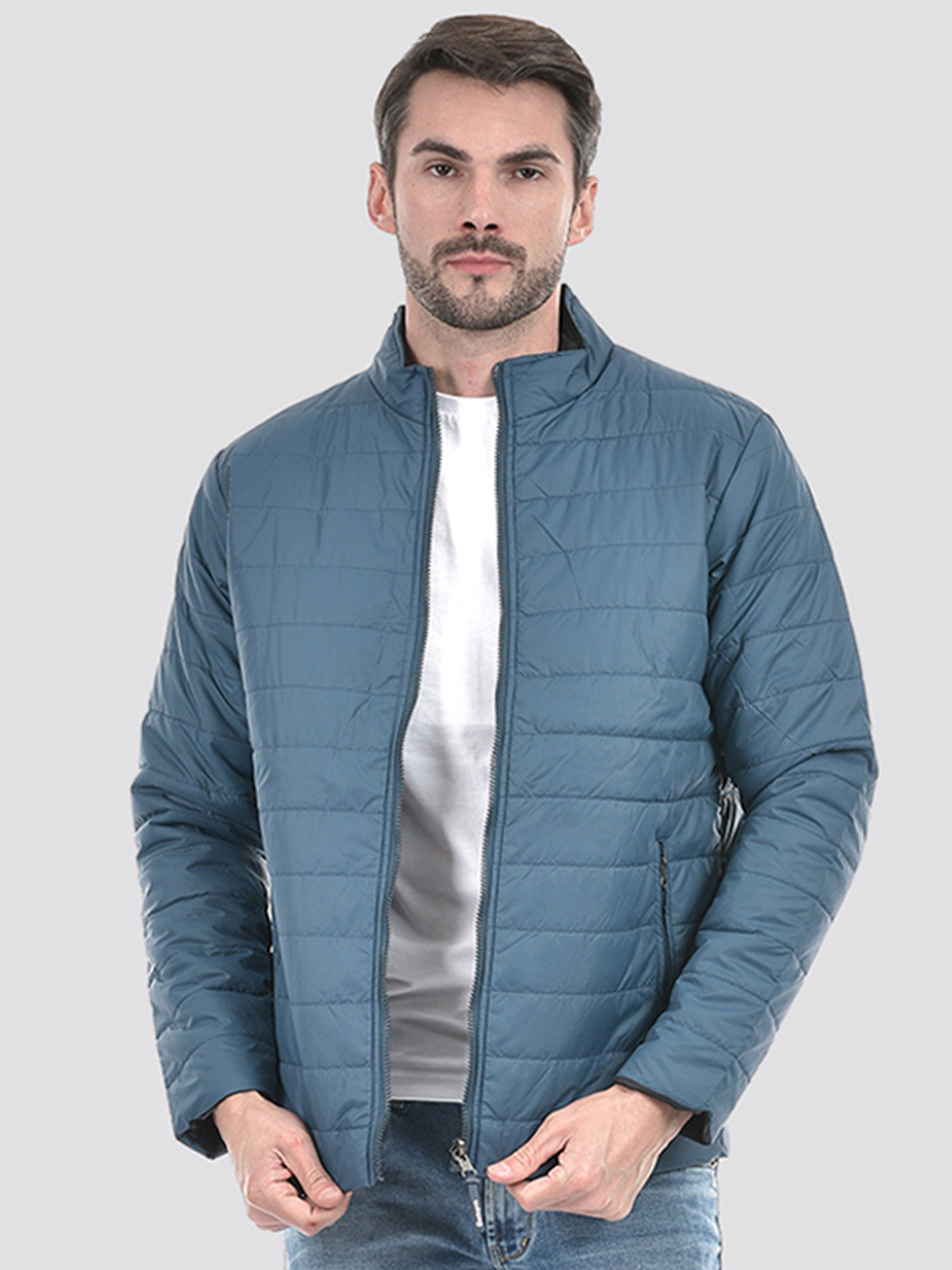 Buy Integriti Men Without Reversible Puffer Jacket With Patchwork ...