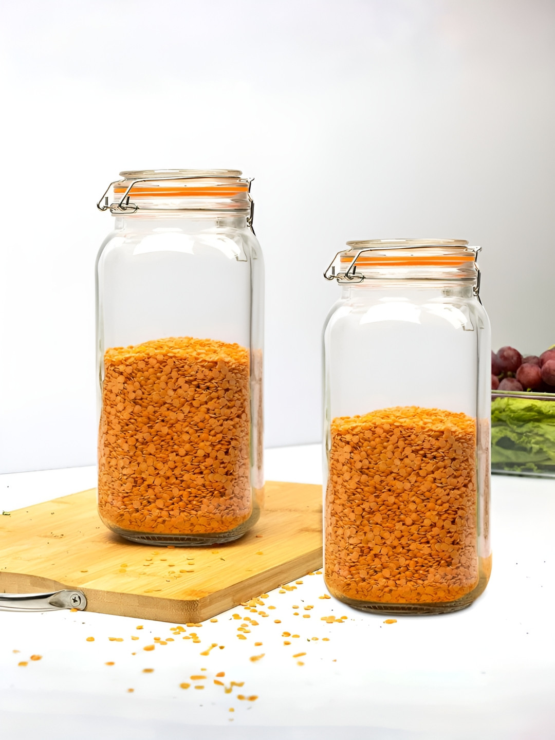 Buy Anko Transparent 2 Pieces Airtight Glass Storage Cylindrical ...