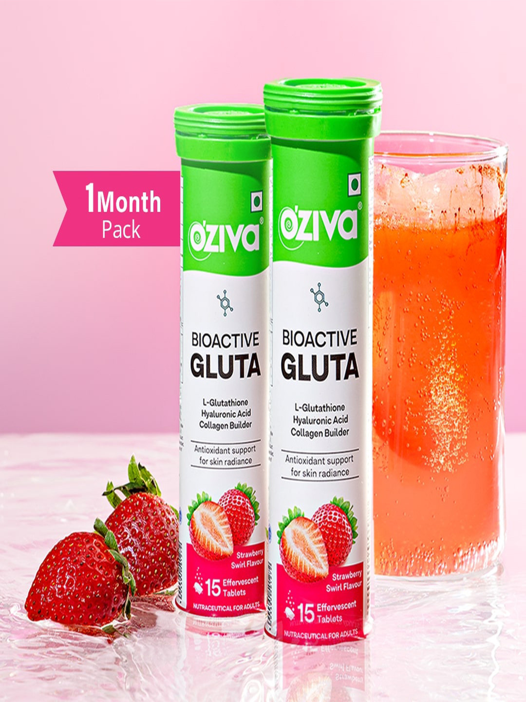Buy OZiva Set Of 2 Bioactive Gluta Fizzy Tablets 15 Tablets Each - Skin ...