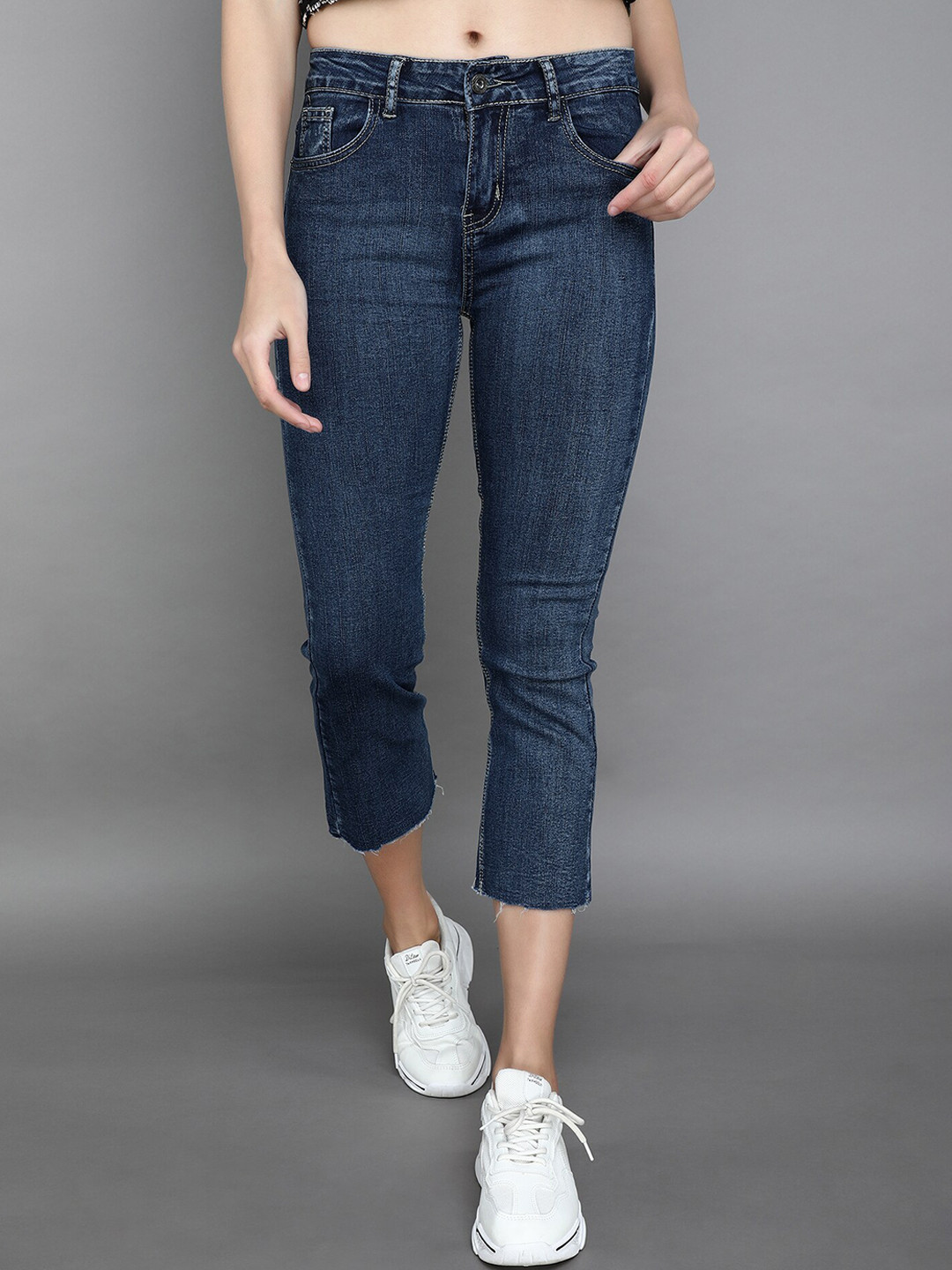 Buy LULU & SKY Women Skinny Fit Mid Rise Dark Shade Clean Look ...