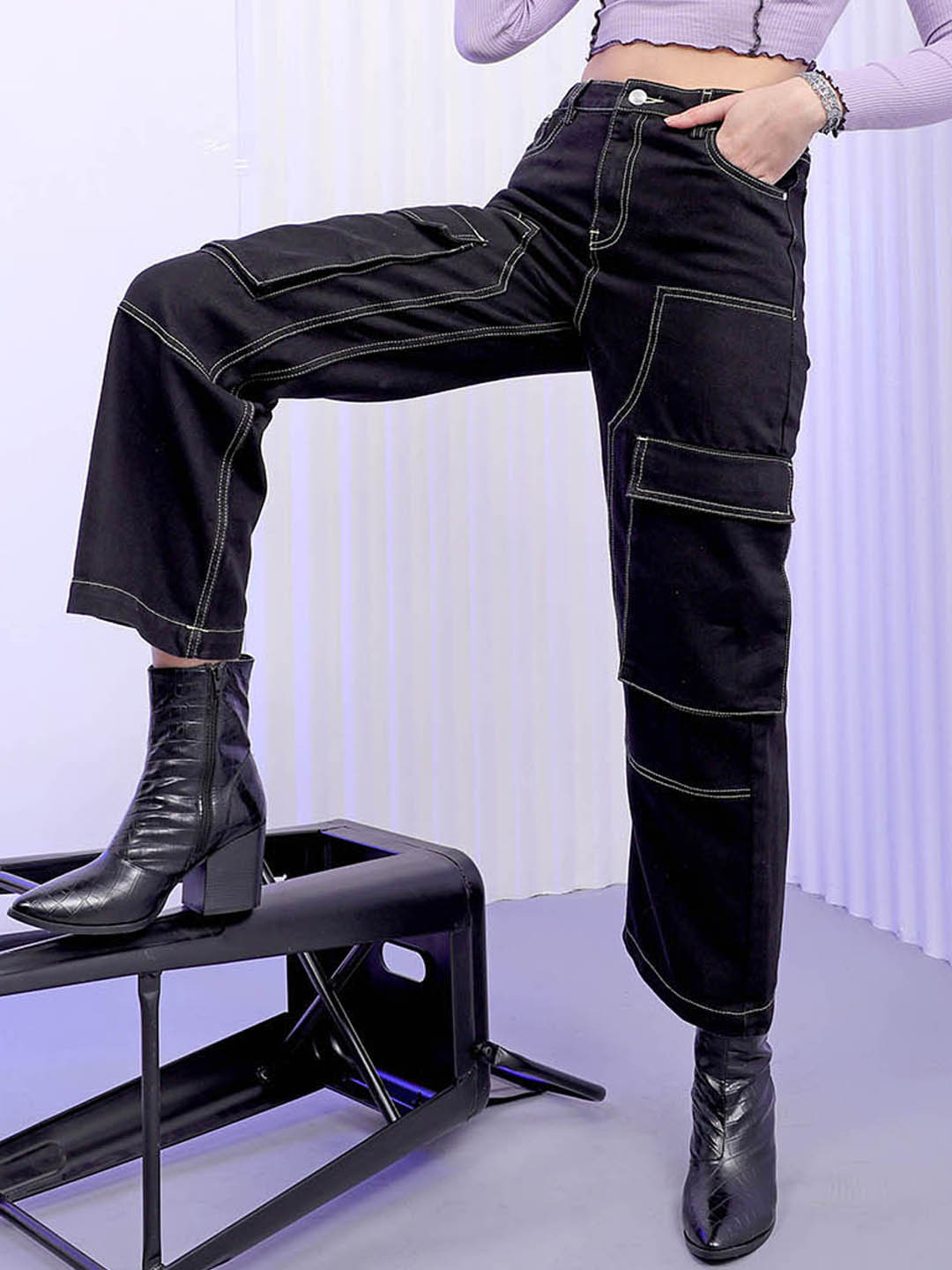 Buy Freehand By The Indian Garage Co Women Carpenter Fit High Rise ...