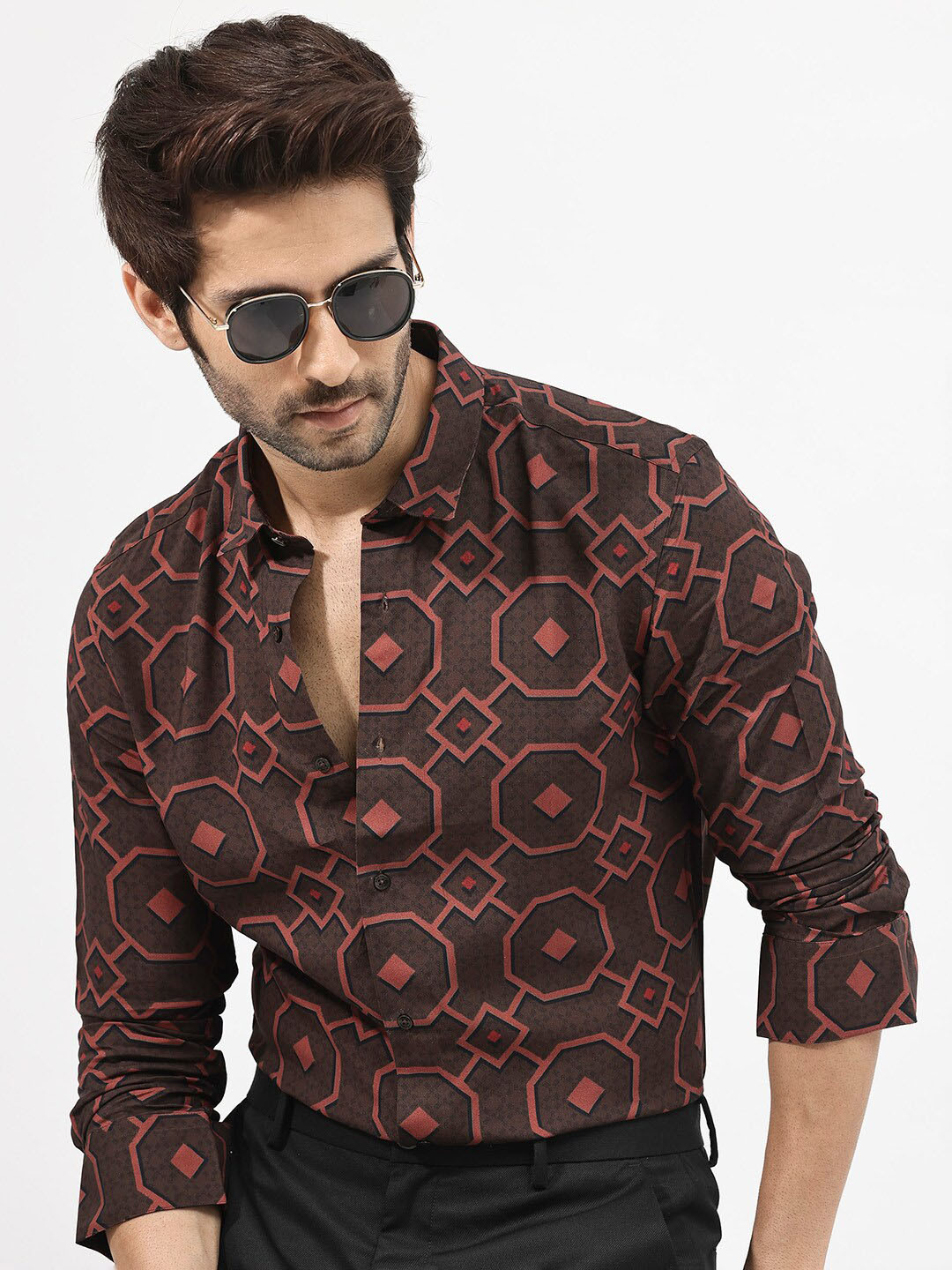 Buy RARE RABBIT Men Palmer Regular Fit Ethnic Motifs Printed Shirt ...