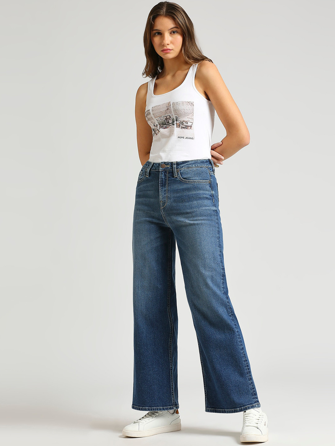Buy Pepe Jeans Women Wide Leg Light Fade Stretchable Jeans - Jeans for ...