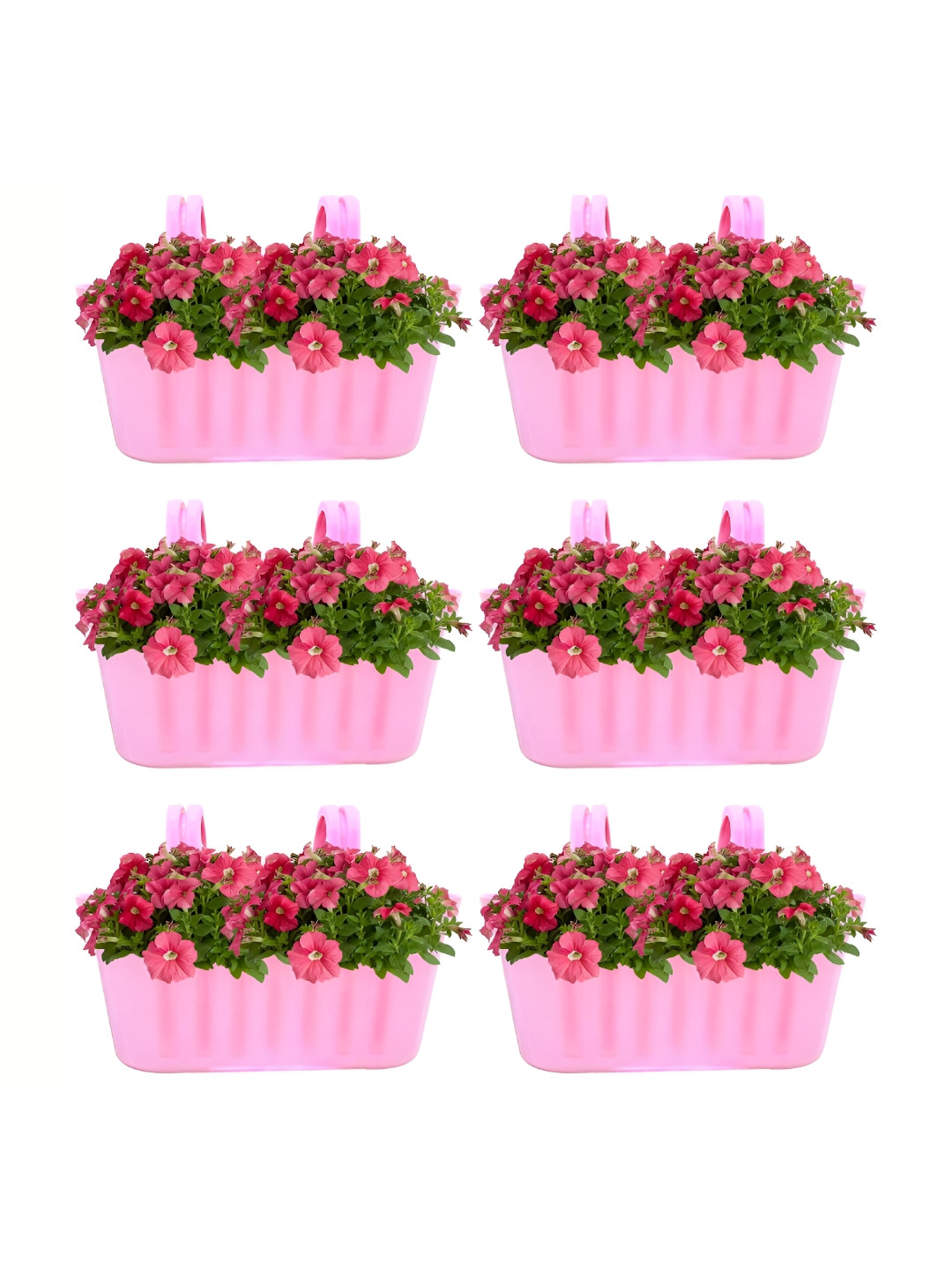 Buy Garden Deco 6 Pieces Pink Textured Double Hook Hanging Pots ...