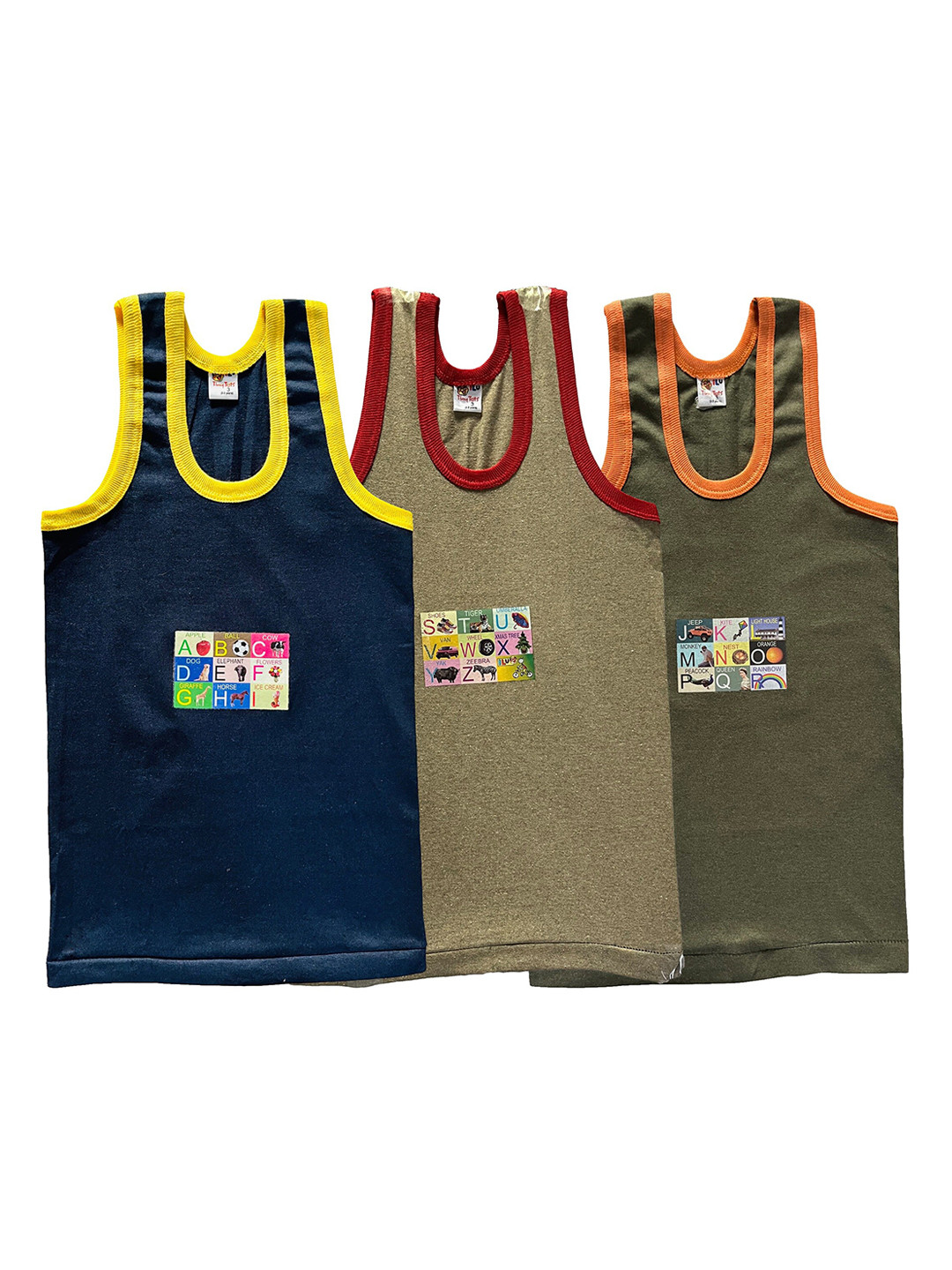 Buy Lyril Infants Pack Of 3 Printed Pure Cotton Innerwear Vests ILU_PAP ...