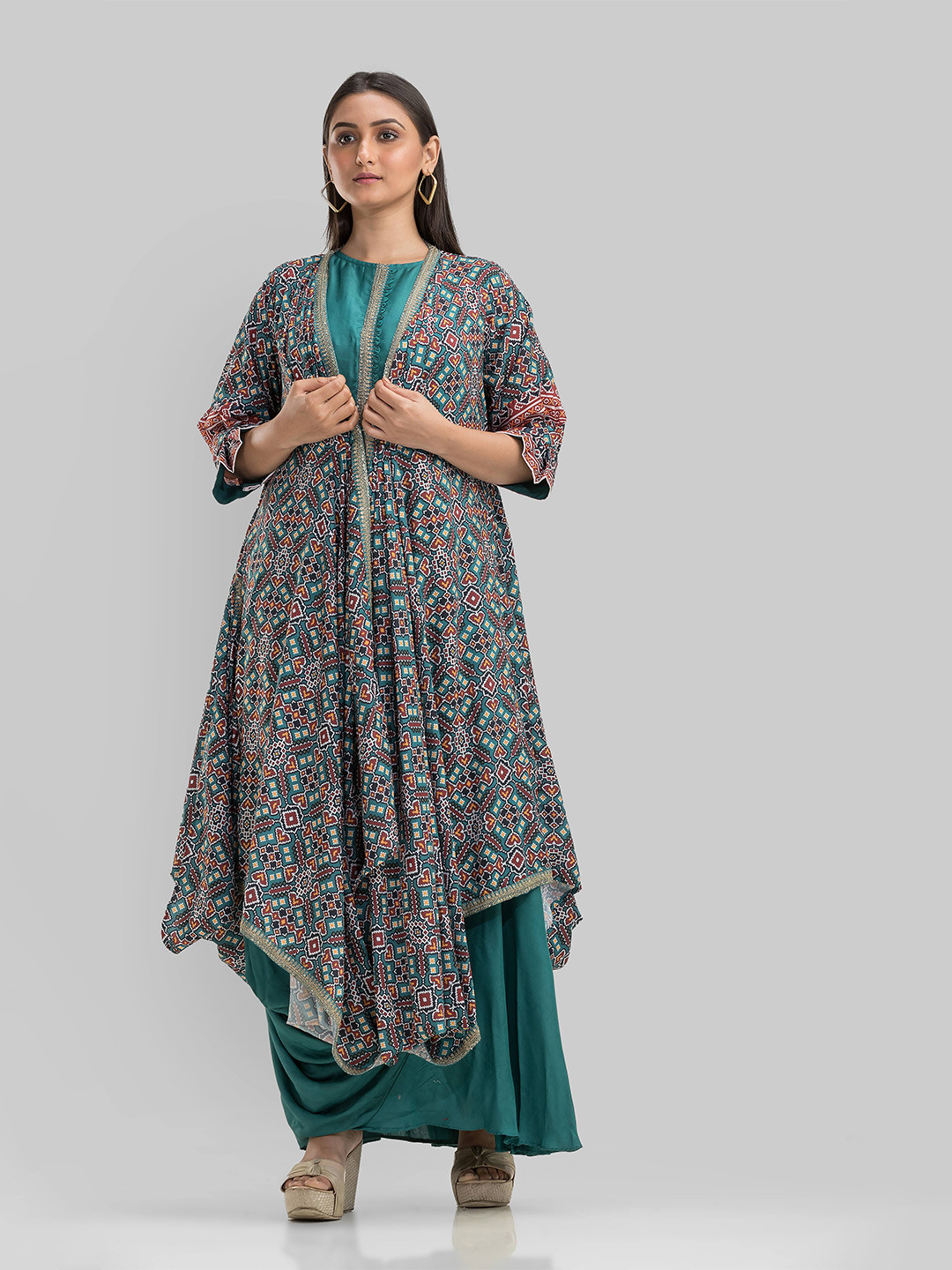 Buy SACRED SUTA Ethnic Motifs Printed Silk Maxi Dress - Dresses for ...