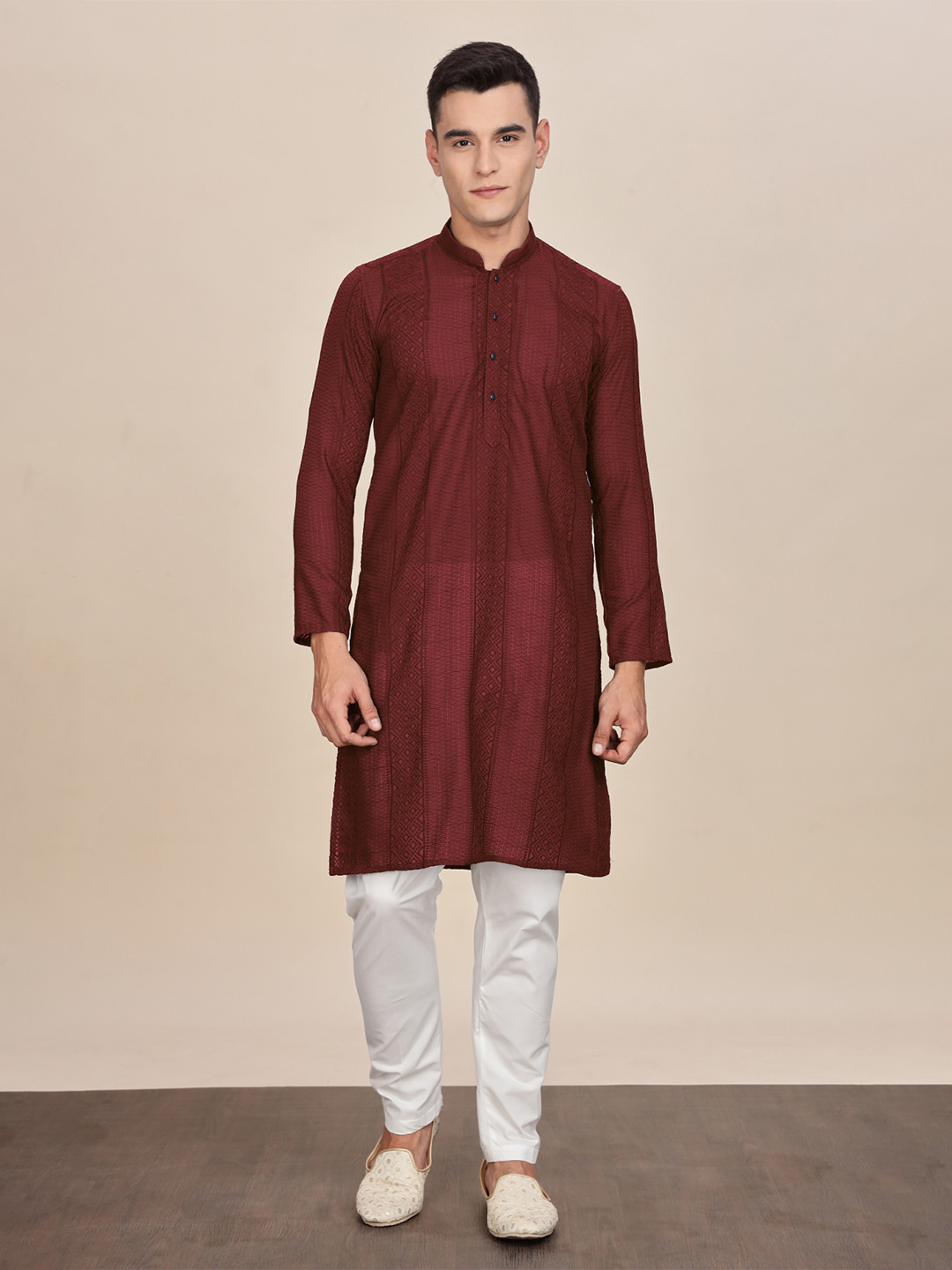 Buy Anouk Men Pure Cotton Embroidered Long Kurta - Kurtas for Men ...