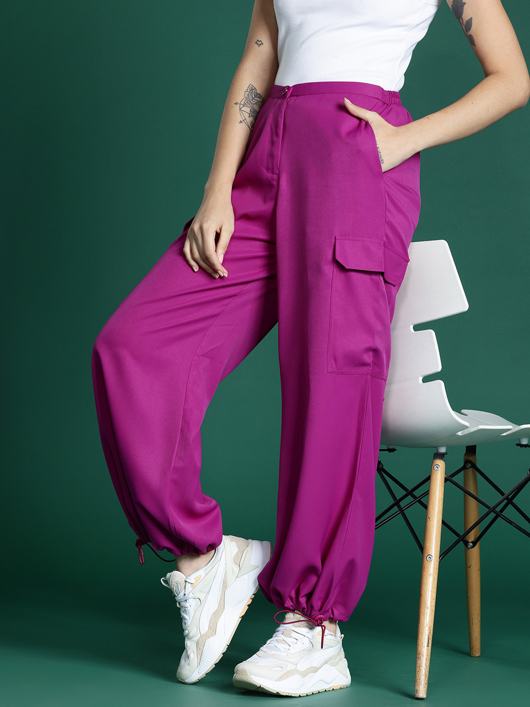 Buy DressBerry Women High Rise Cargo Style Trousers - Trousers for ...