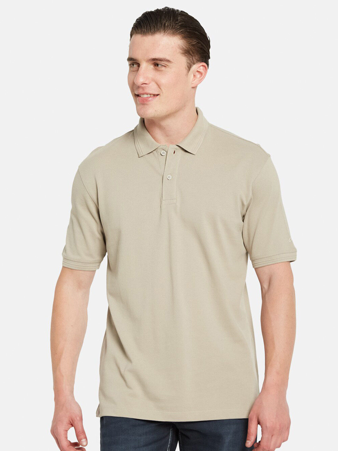 Buy Octave Polo Collar Short Sleeveless Regular Fit Cotton T Shirt ...