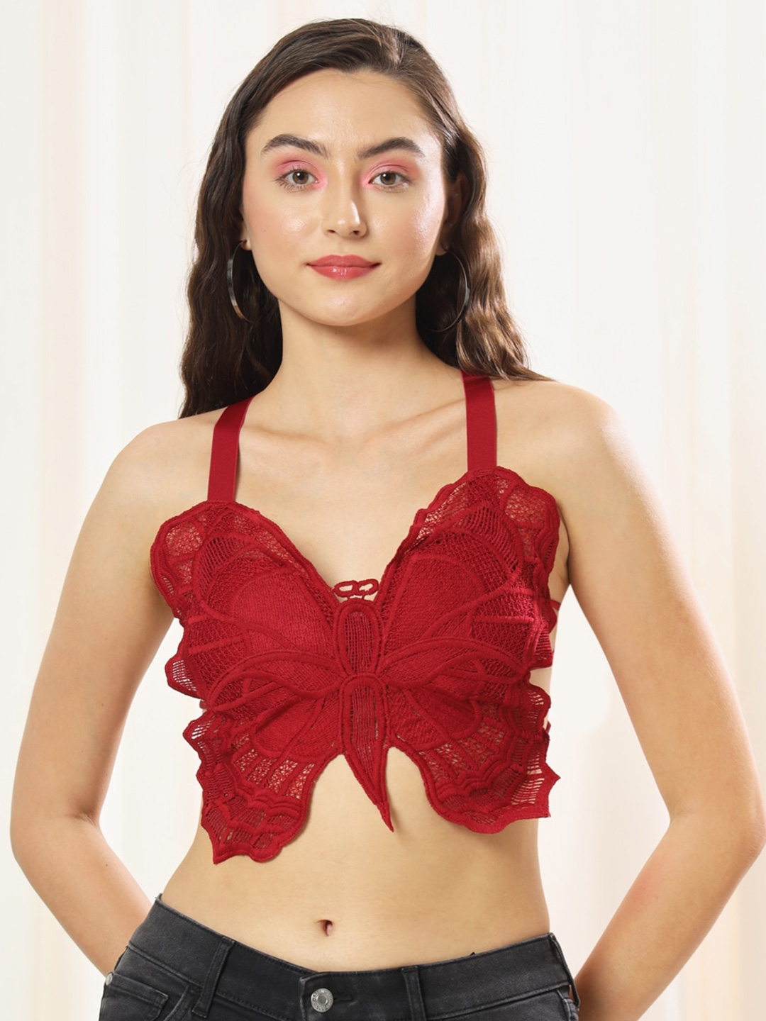 Buy Baesd Self Design Shoulder Straps Bralette Crop Top Tops For Women 28567440 Myntra