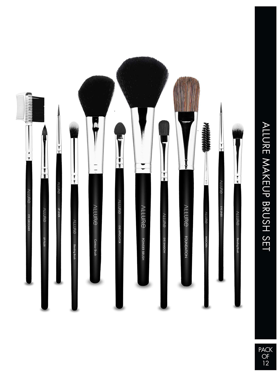 Buy ALLURE Set Of 12 Pro Classic Makeup Brush Set - Brush Set for Women 28568982 | Myntra