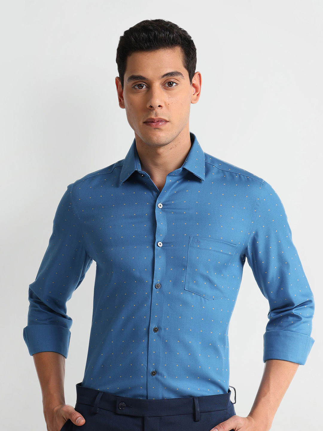 Buy Arrow Slim Fit Micro Disty Printed Formal Pure Cotton Shirt ...