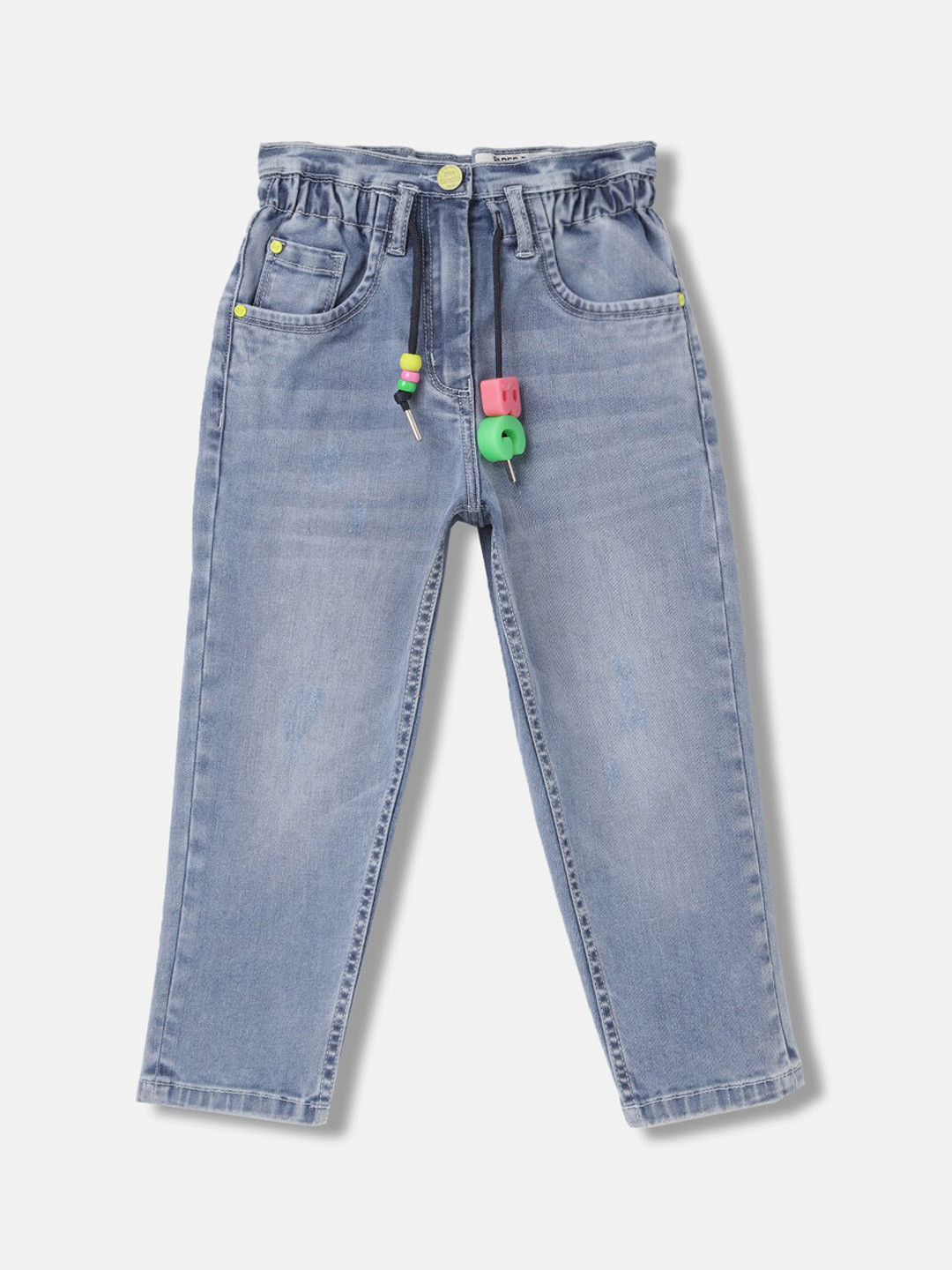 Buy Blue Giraffe Girls Mid Rise Slouchy Fit Clean Look Light Fade Jeans ...