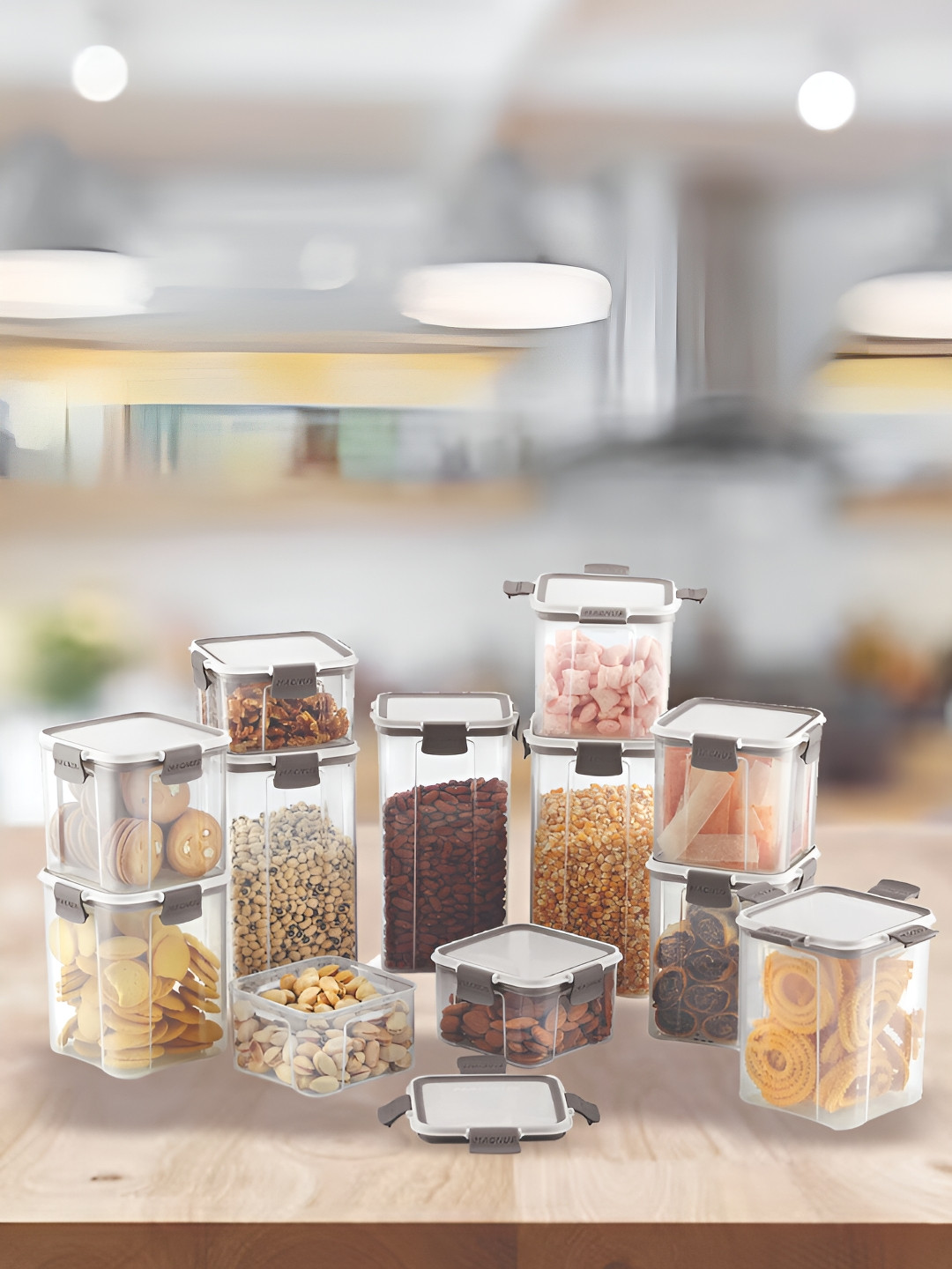 Buy MAGNUS Grey & Transparent 12 Pcs Food Container 460 Ml, 700 Ml, 950 ...