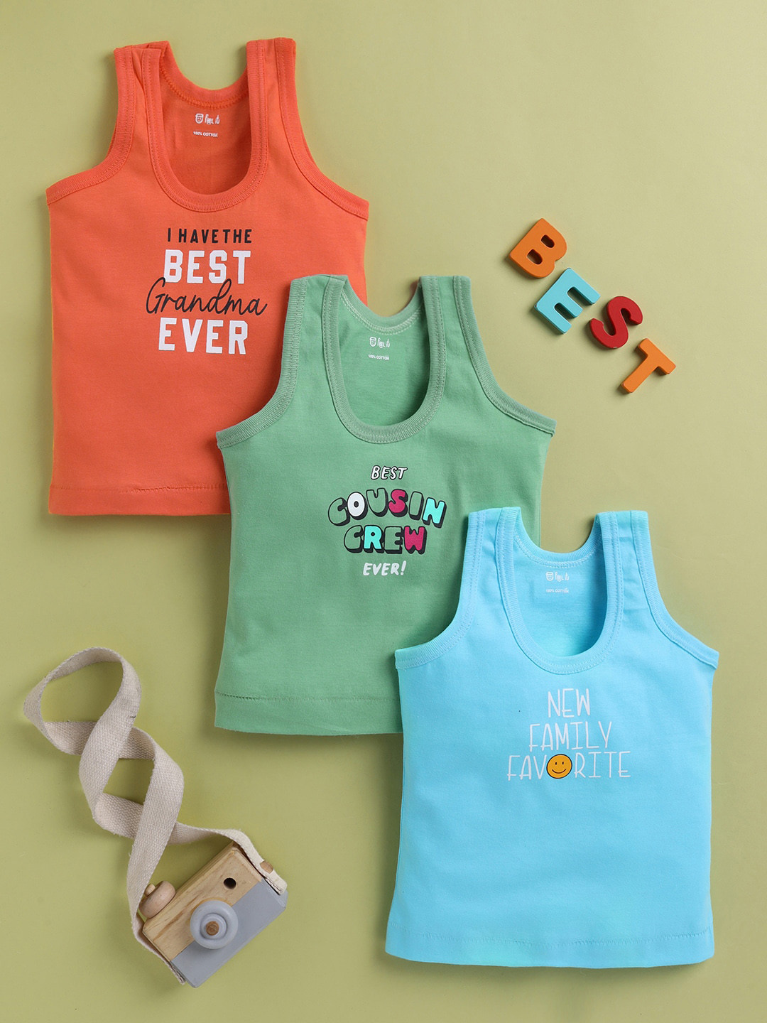 Buy Redden Boys Pack Of 3 Printed Pure Cotton Basic Inner Vest ...