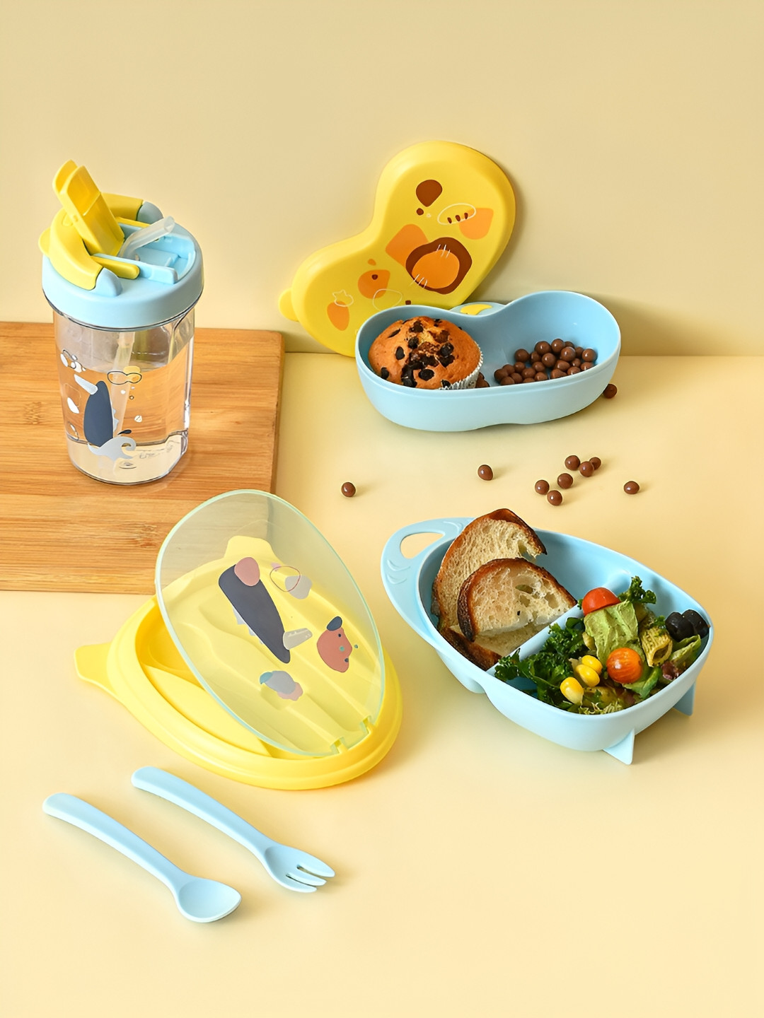 Buy MiArcus Spaceship Theme Printed Lunch Box With Fork & Spoon & Water ...