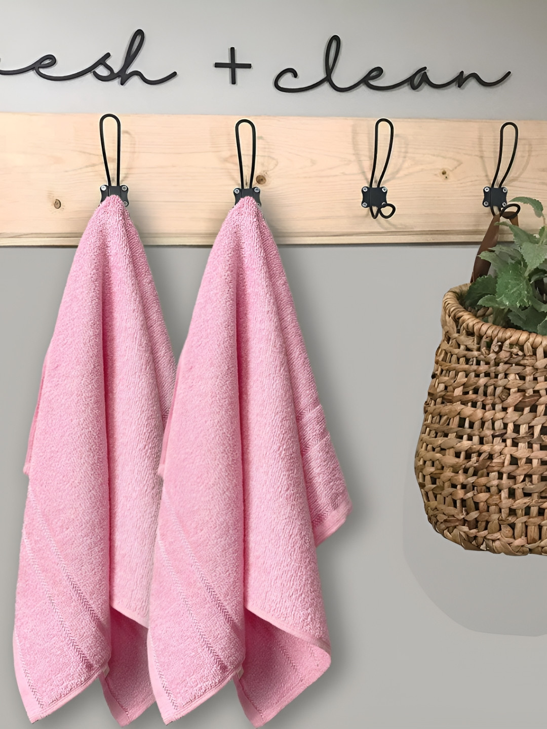 Buy Signature Matrix Zero Twist Pink 2 Pcs Pure Cotton Hand Towels ...