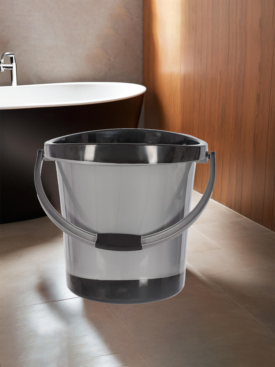 Buy Kuber Industries Grey & Black Plastic Bath Bucket With Handle 18 L ...